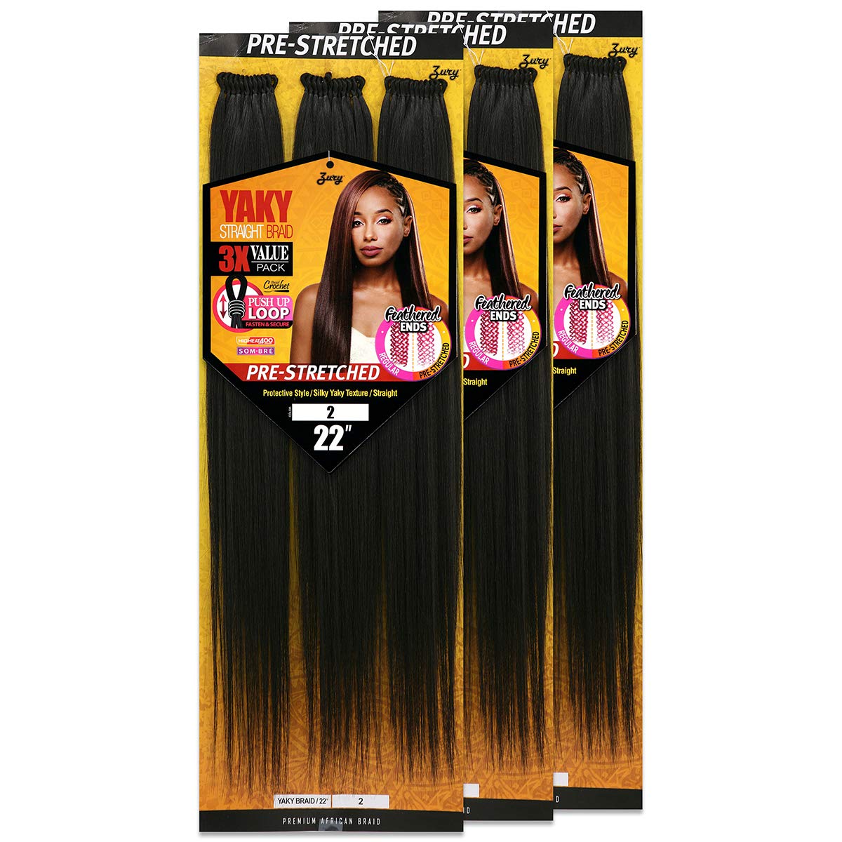 [3 PACKS DEAL] Royal Zury Synthetic 3X Value Pack Pre-Stretched 22" Cr ...